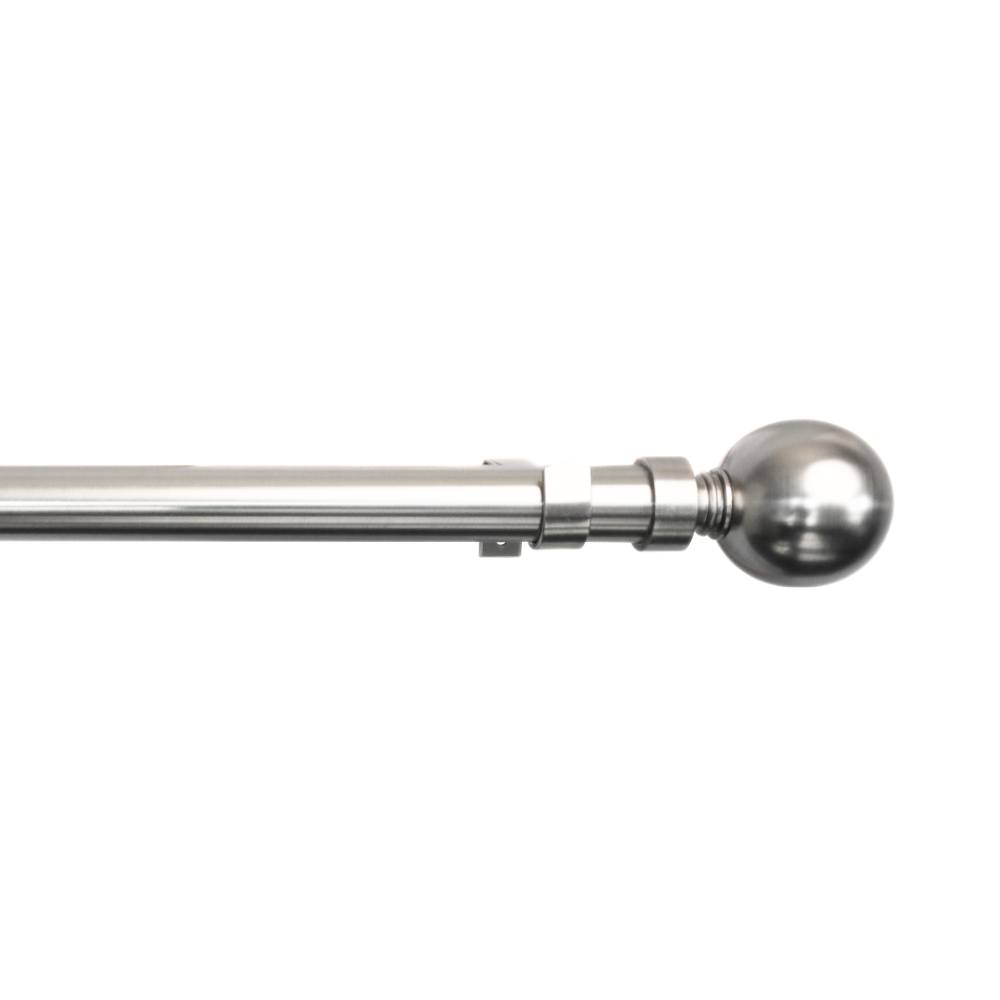 25-28 Exp Rod Single Solid Ball Finial Silver 2.2m-4.0m • Decorland ...